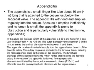 Appendicitis ,pathophysiology and its management | PPT