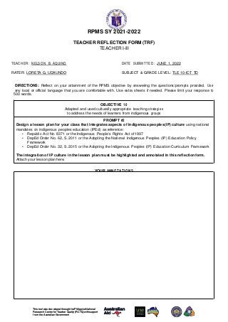 Appendix-4A-Teacher-Reflection-Form-for-T-I-III-for-RPMS-SY-2021-2022 ...