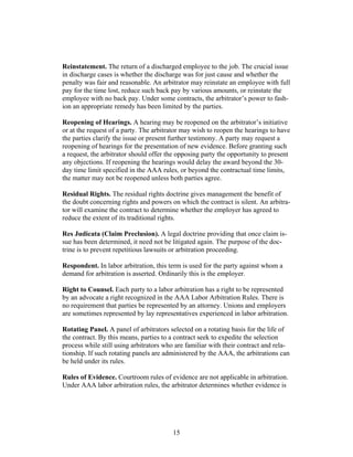 Fundamentals of Labor Arbitration - Glossary of Terms | PDF