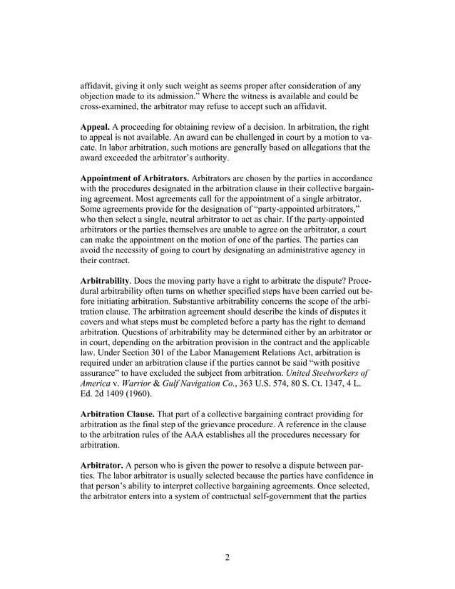 Fundamentals of Labor Arbitration - Glossary of Terms | PDF | Law