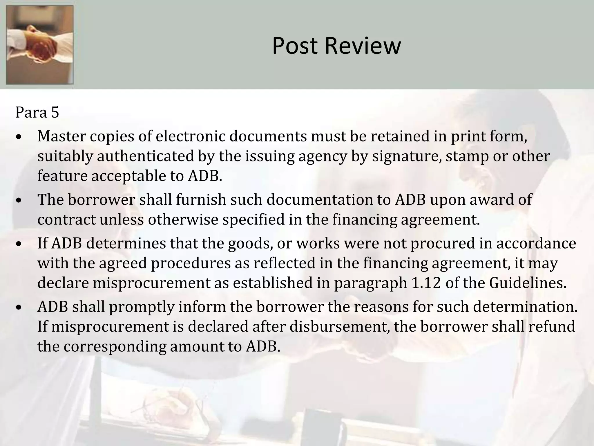 Appendix 1 adb review of procurement decisions | PPTX