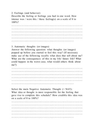 Appendix 1 automatic thoughts checklist instructions place | PDF