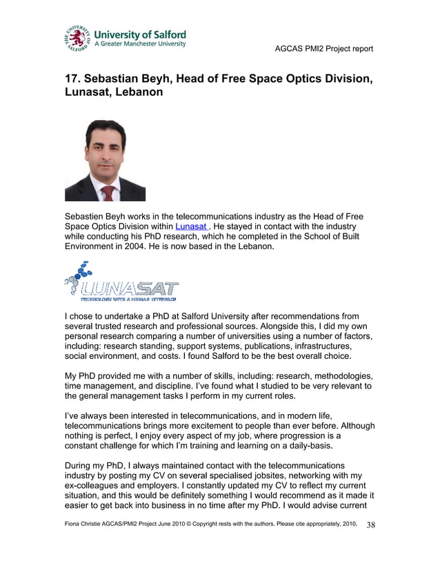 PMI2 Project - Salford's international graduates | PDF