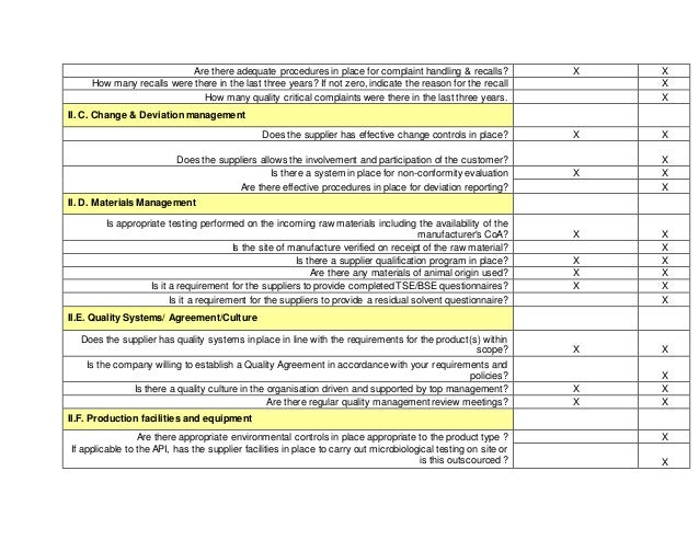 Appendix 2 supplier checklist