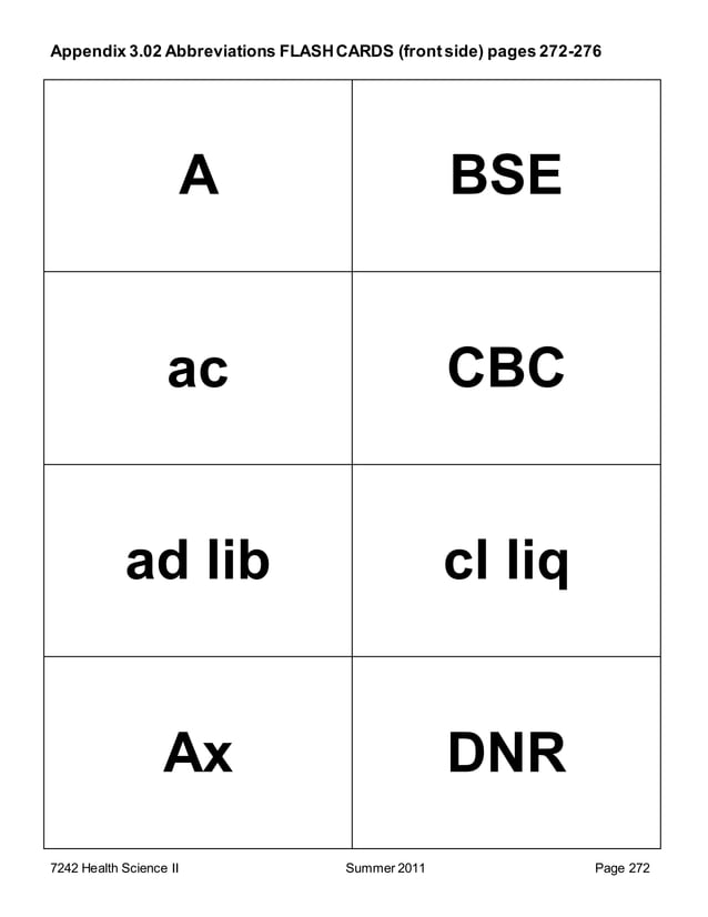 Appendix 3.02 abbreviations flash cards | PDF
