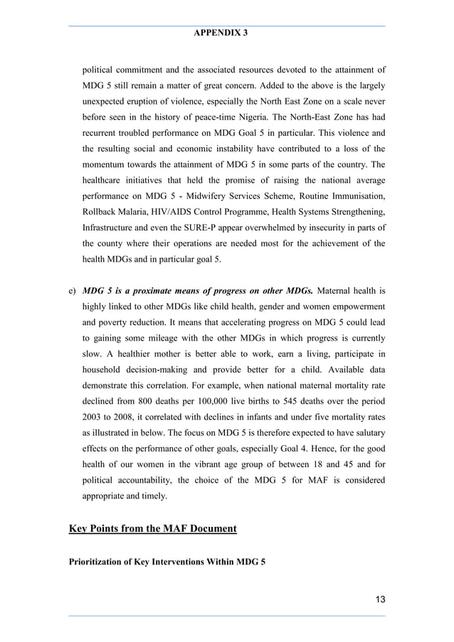 Appendix 3 justification for mdg 5 maf | PDF