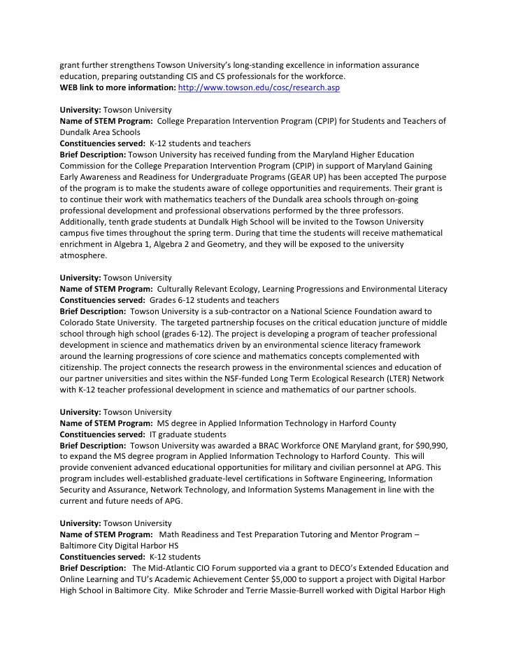 Appendix 1: Sample Research Proposals - Baltimore County Public