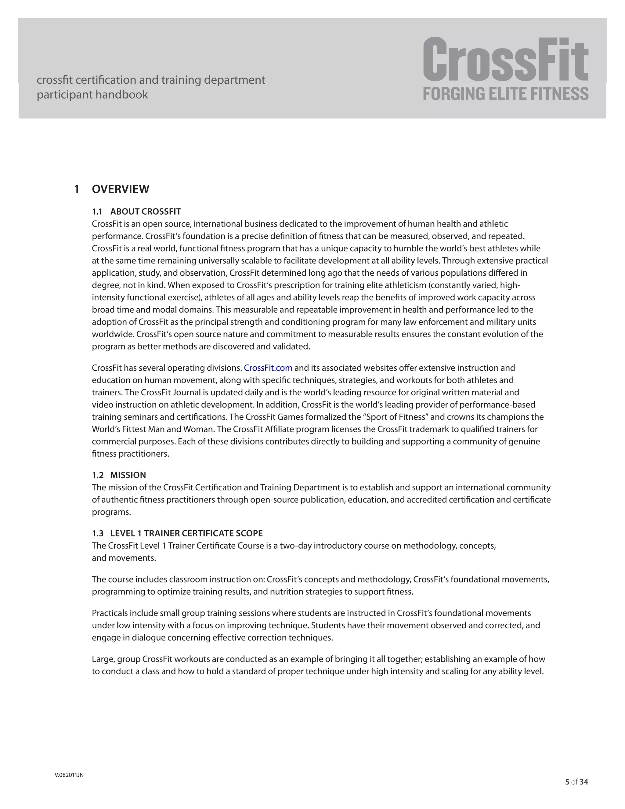 CrossFit Level 1 Official Manual | PDF