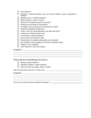Appendix a medical questionnaire | DOCX