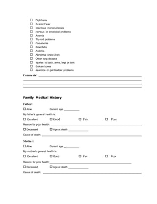 Appendix a medical questionnaire | DOCX