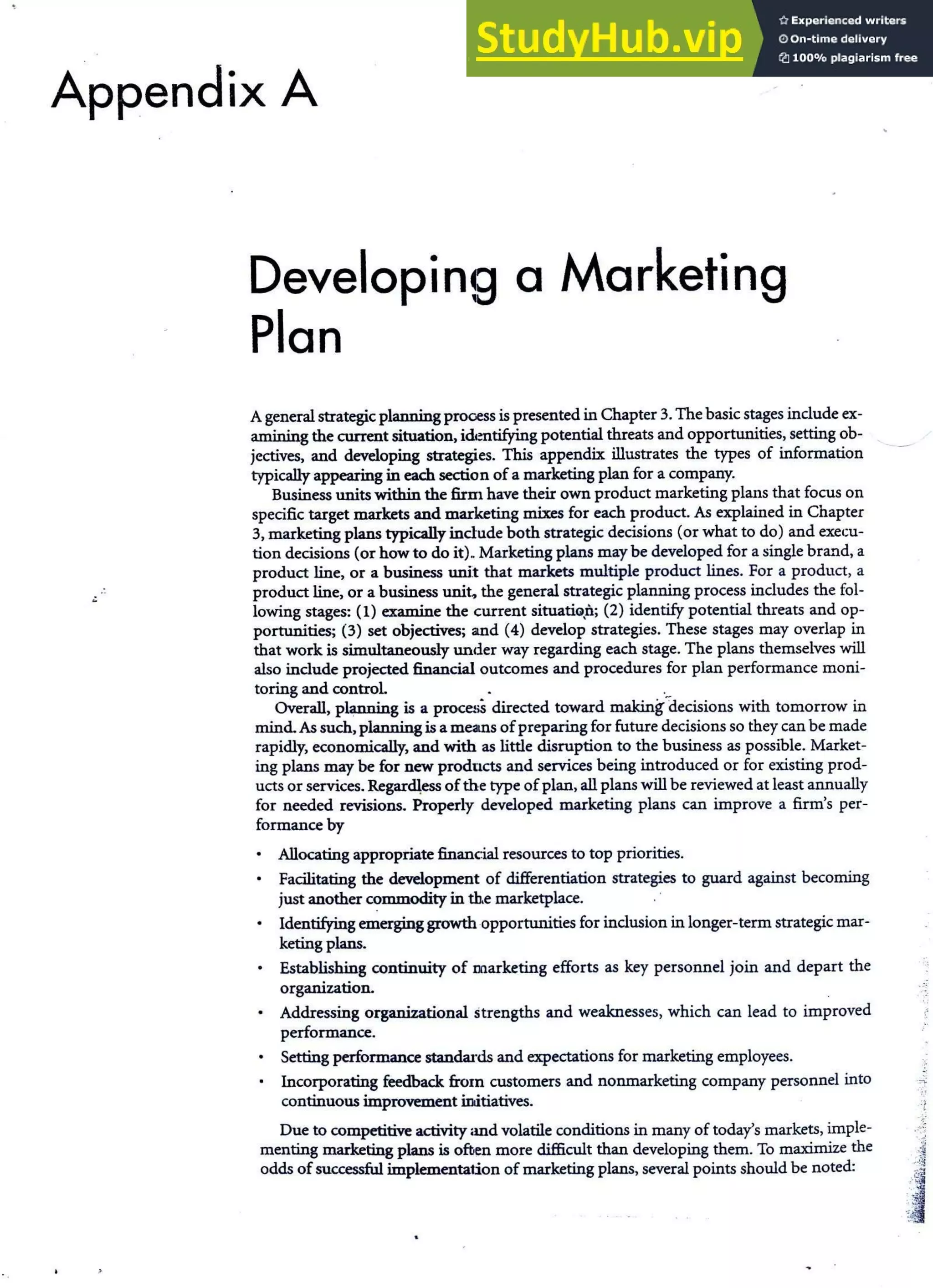 Appendix A-Sample Of Marketing Plan | PDF