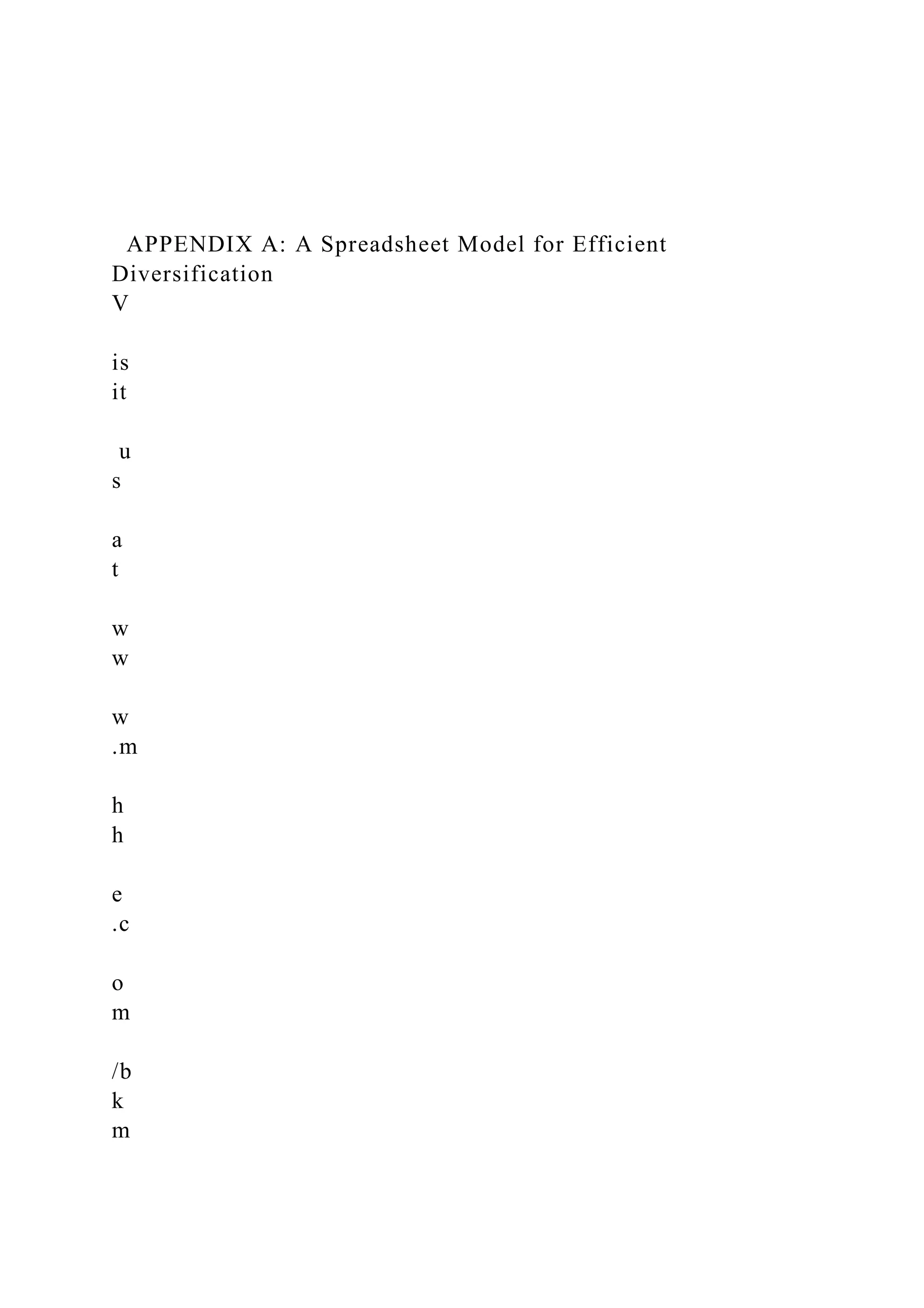 APPENDIX A A Spreadsheet Model for Efficient Diversificatio.docx