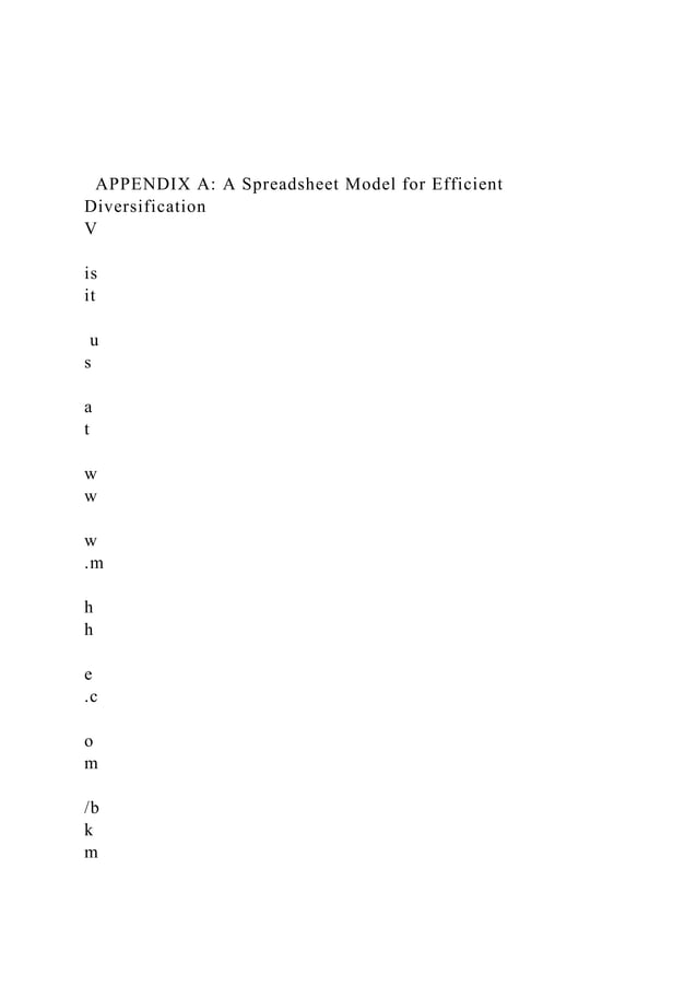 APPENDIX A A Spreadsheet Model for Efficient Diversificatio.docx