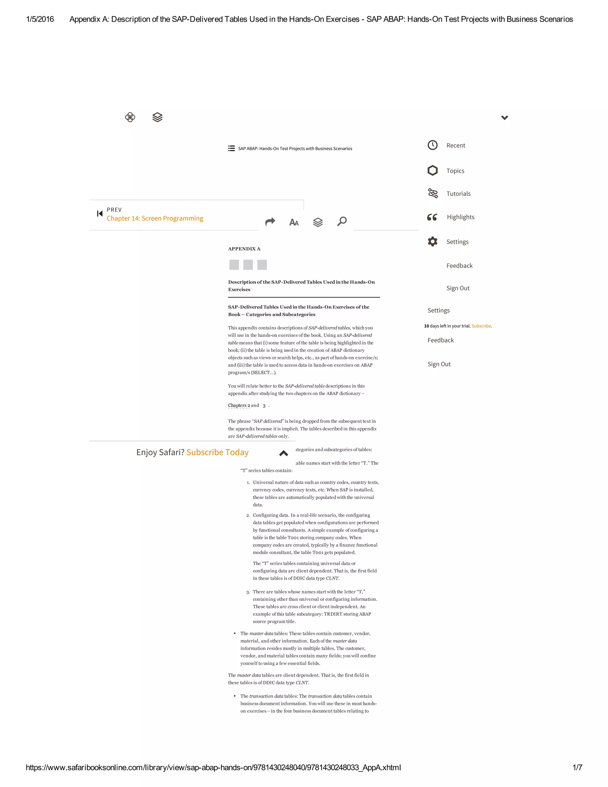 Appendix a description of the sap delivered tables used in the hands-on exercises - sap abap ...