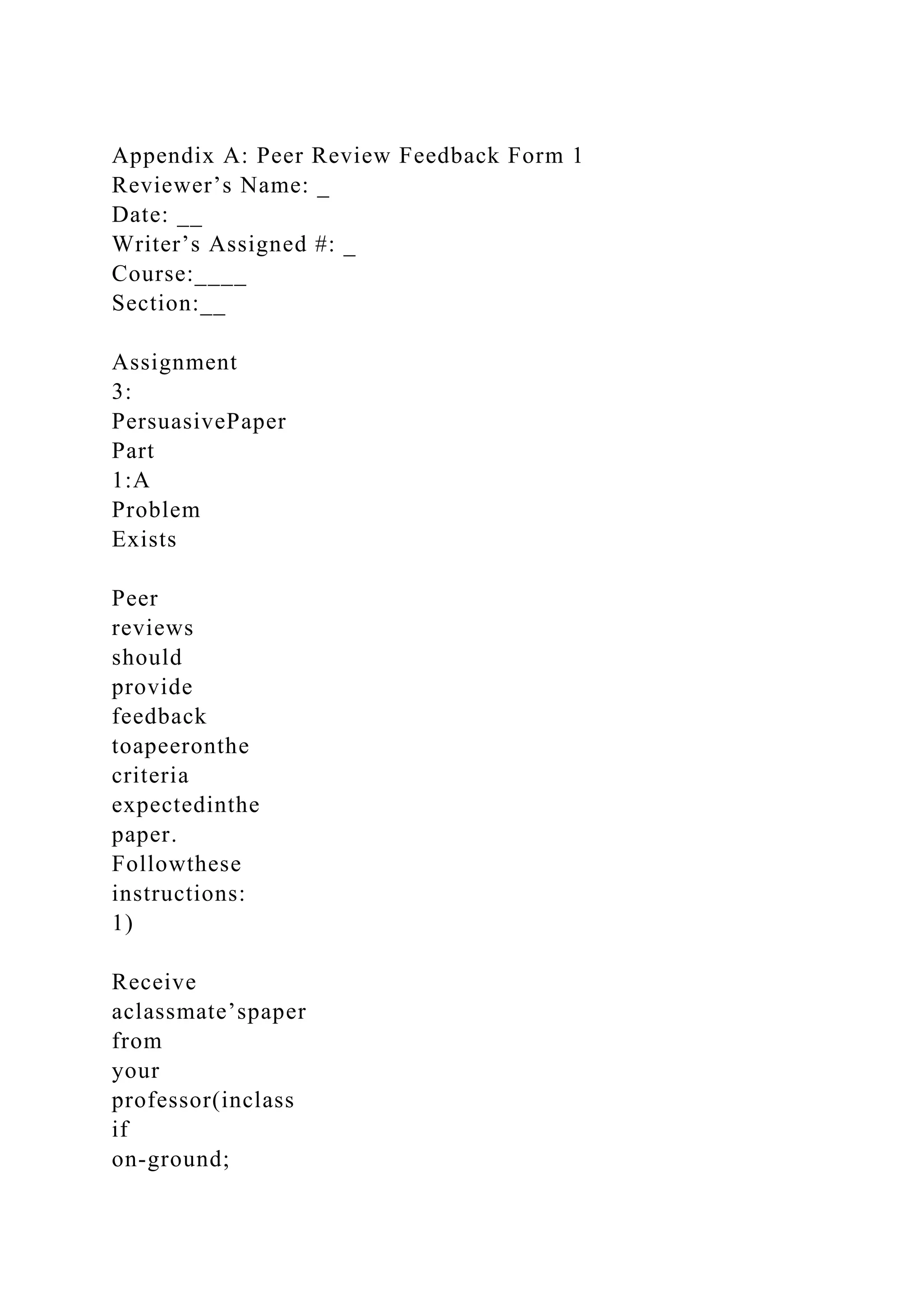 Appendix A Peer Review Feedback Form 1Reviewer’s Name _Date _.docx ...