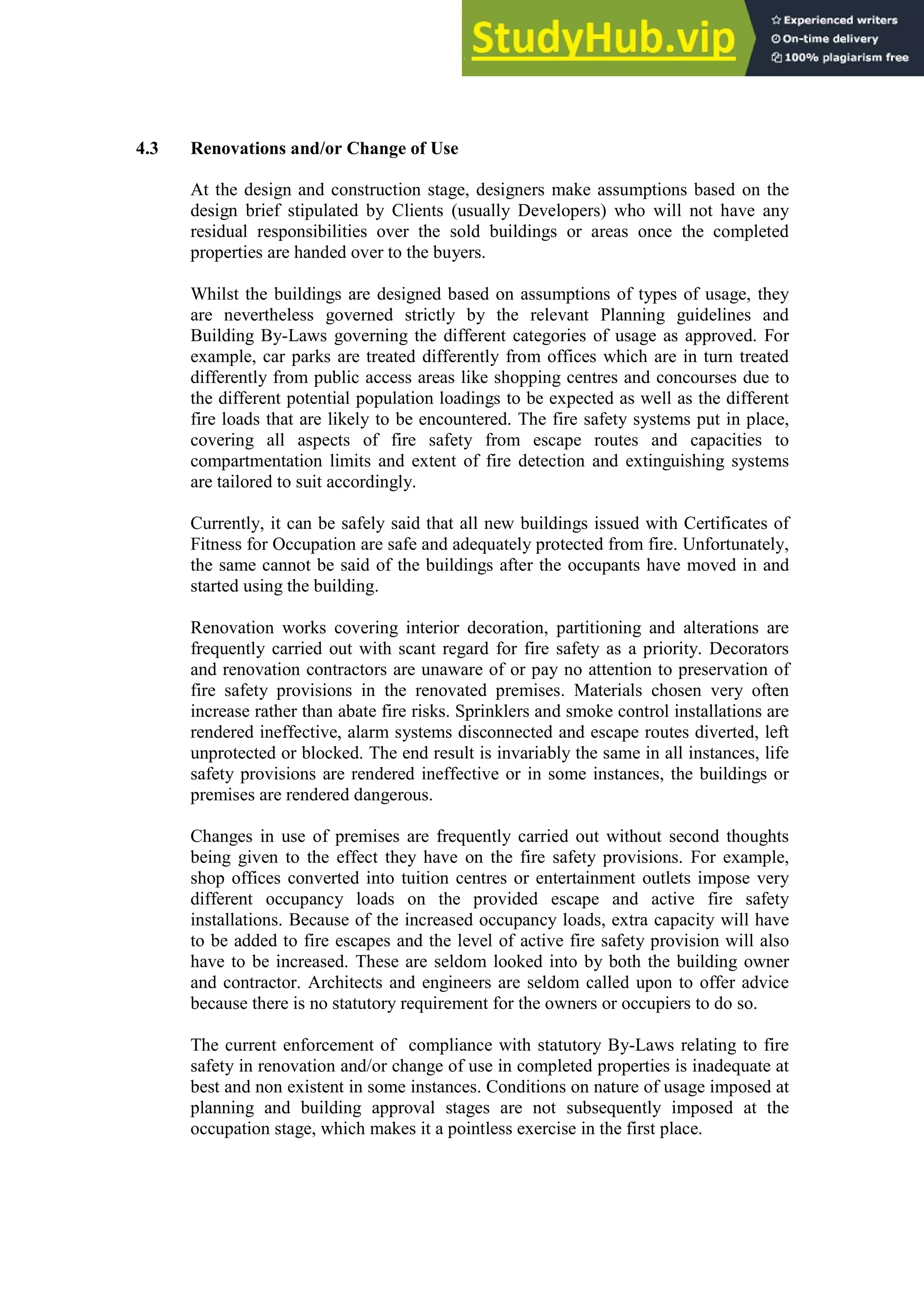 Appendix A POSITION PAPER ON SAFETY AGAINST FIRE IN BUILDINGS CONTENTS ...