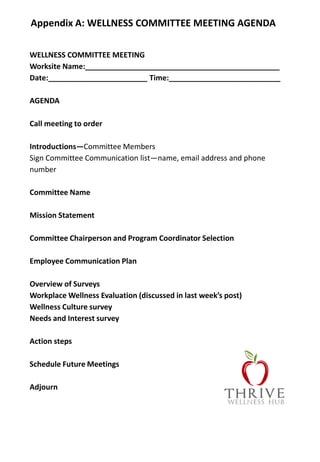 Appendix a wellness committee meeting agenda | PPTX