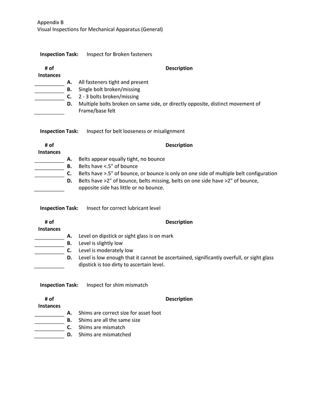 Visual Inspection Examples for Mechanical Apparatus | PDF