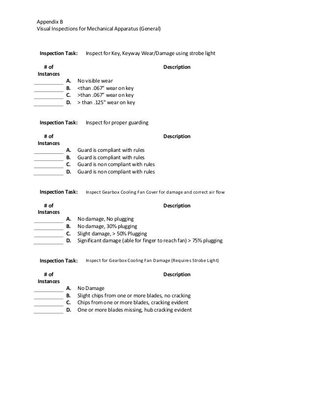 Visual Inspection Examples For Mechanical Apparatus Visual Inspection Examples For Mechanical Apparatus
