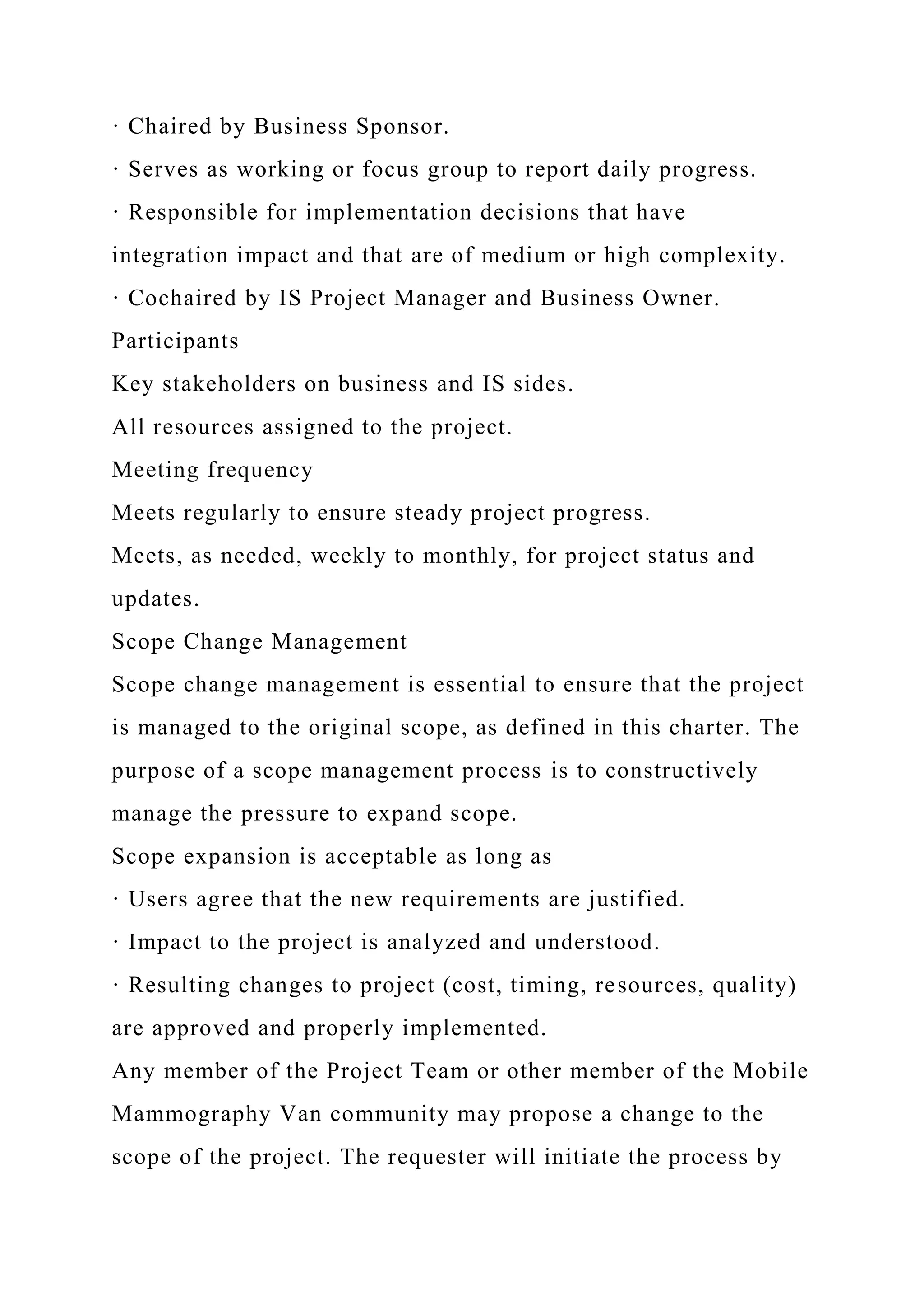 Appendix B Sample Project Charter · Information Systems· Mobi.docx