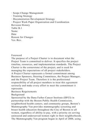 Appendix B Sample Project Charter · Information Systems· Mobi.docx