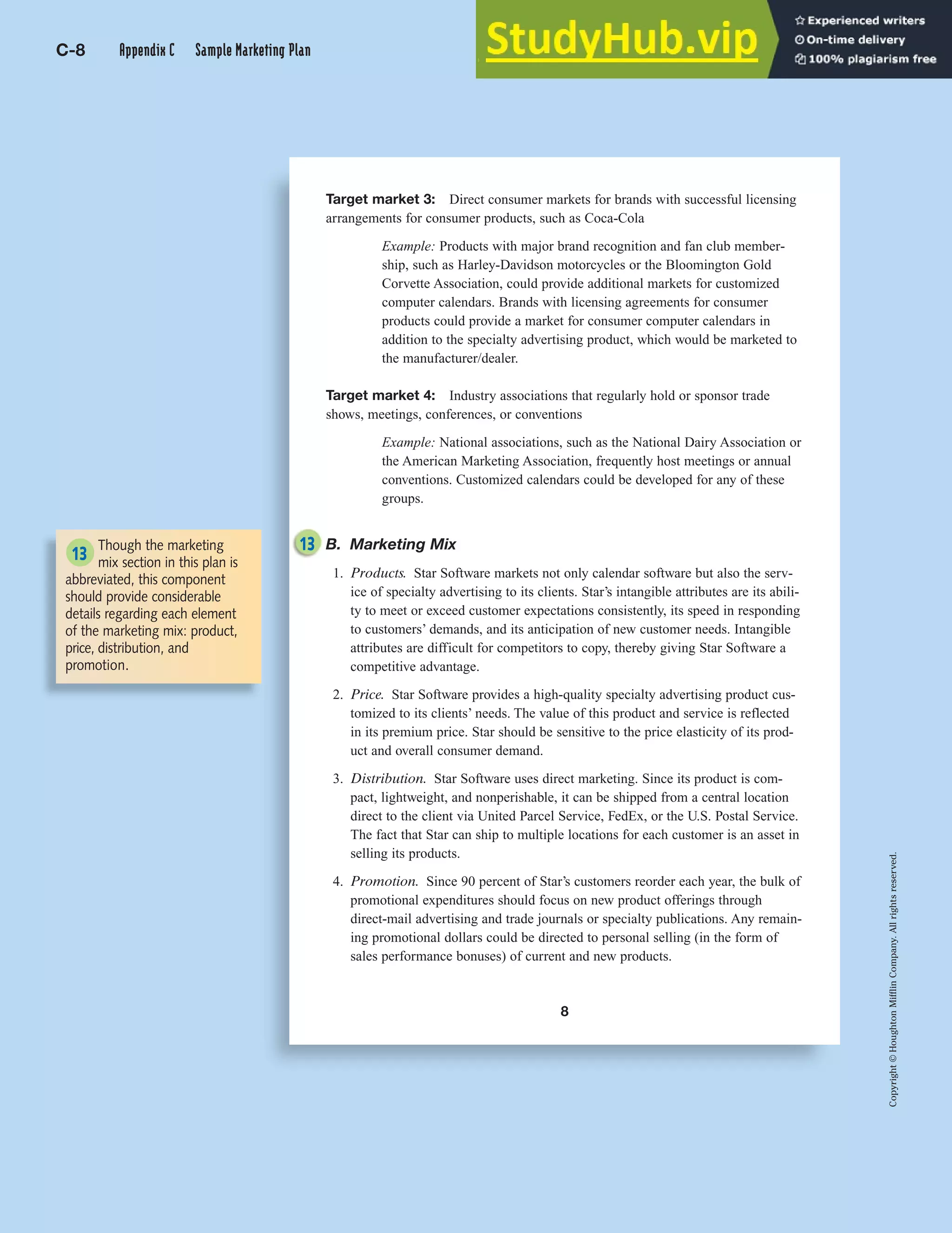 Appendix C Sample Marketing Plan APPENDIX C Sample Marketing Plan.pdf