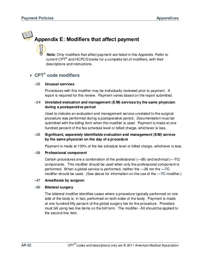Appendix E Modifiers 