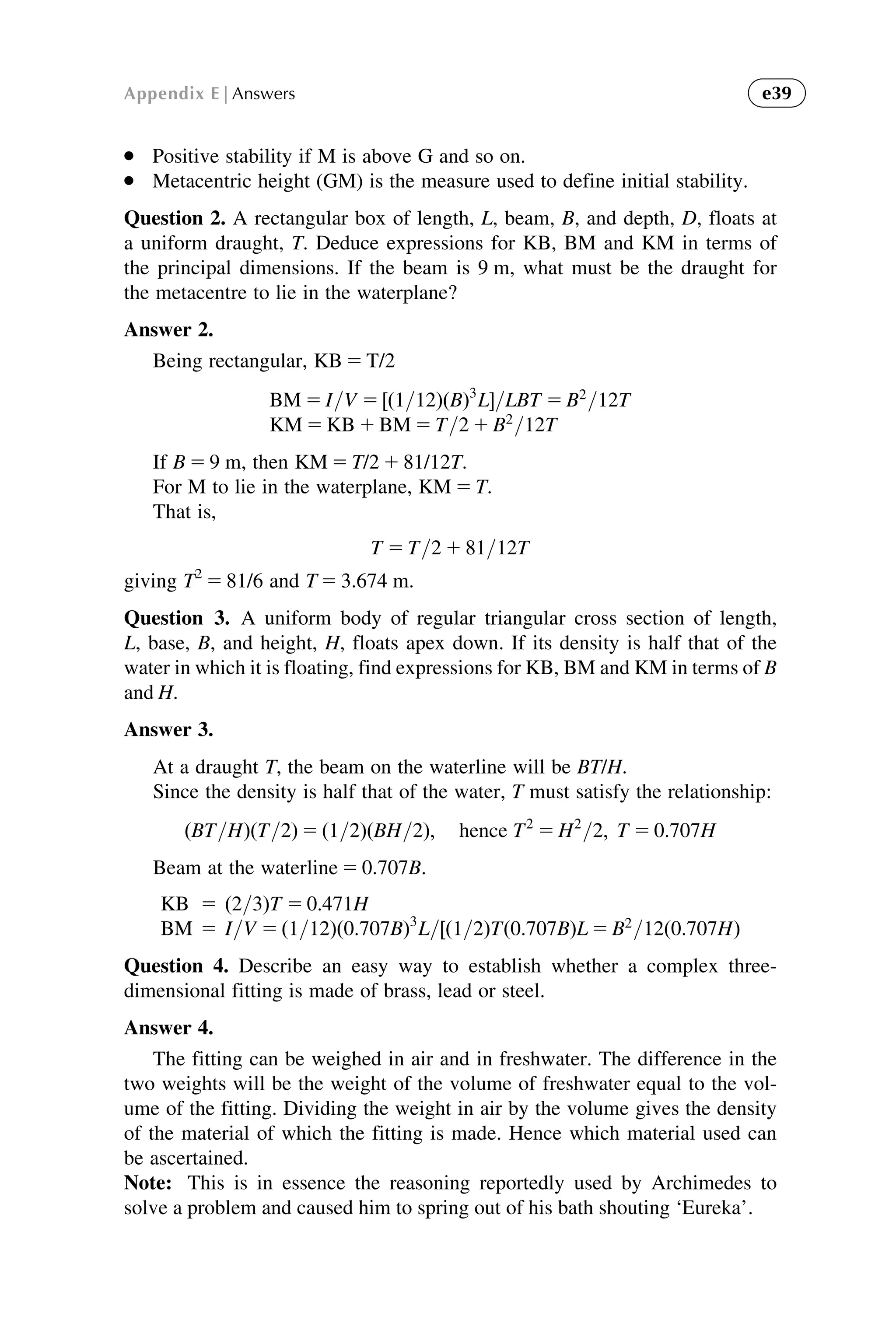 Introduction to Naval Architecture questions_and_answers. | PDF