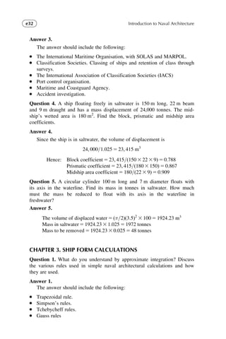 Introduction to Naval Architecture questions_and_answers. | PDF