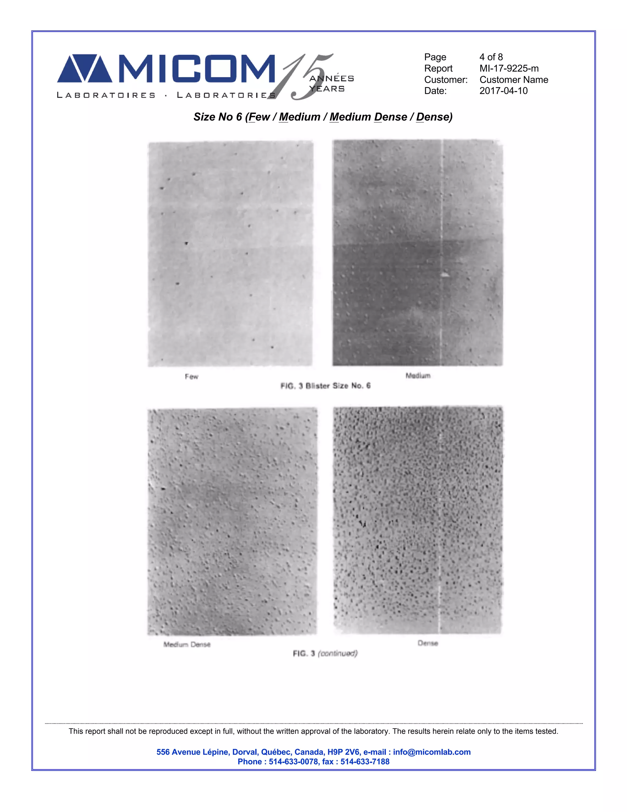 Different appendices to numerous material tests offered at Micom ...