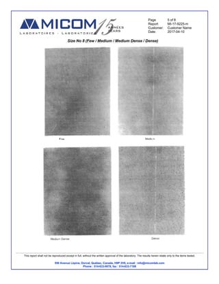 Different appendices to numerous material tests offered at Micom ...
