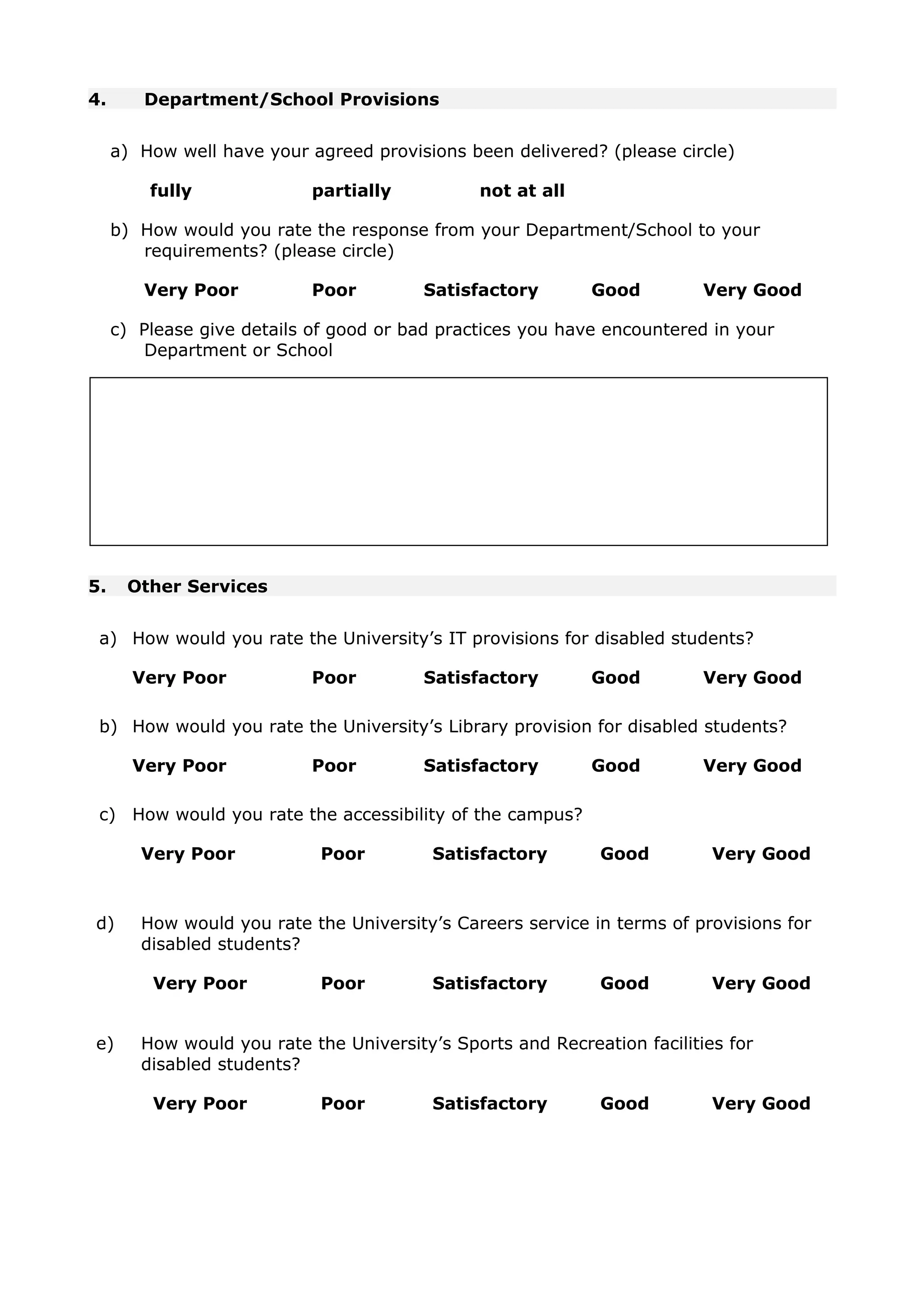 student satisfaction questionnaire | DOC