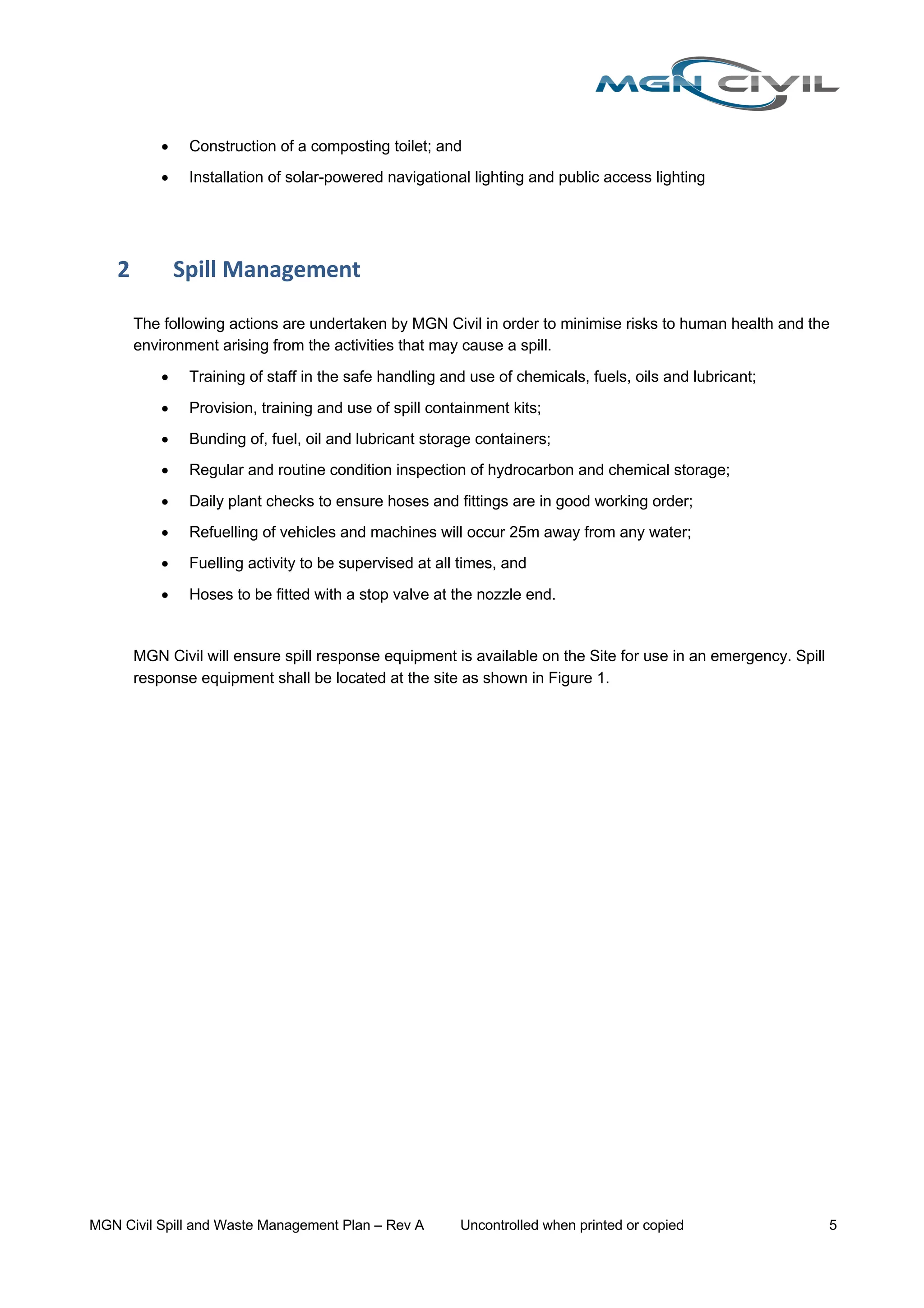 Appendix J Spill and Waste Management Plan.PDF
