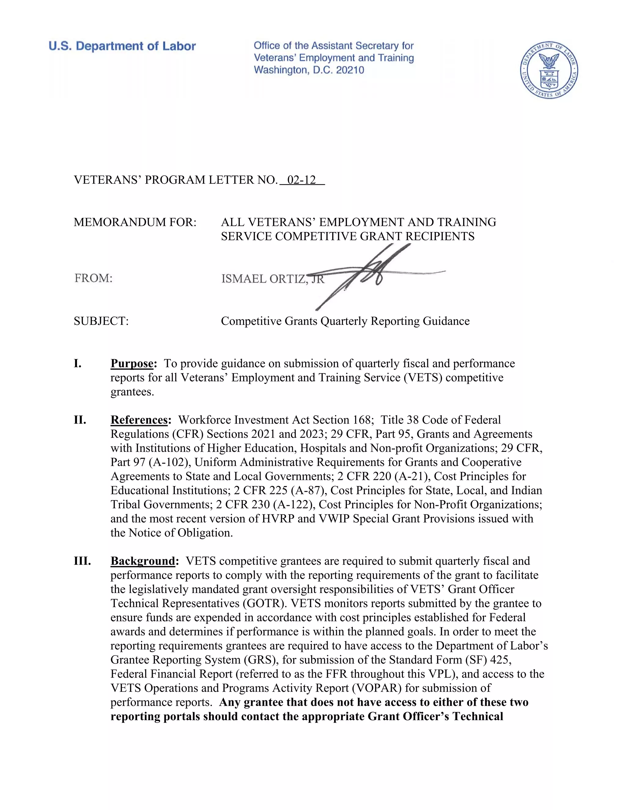 Veterans Program Letter | PDF