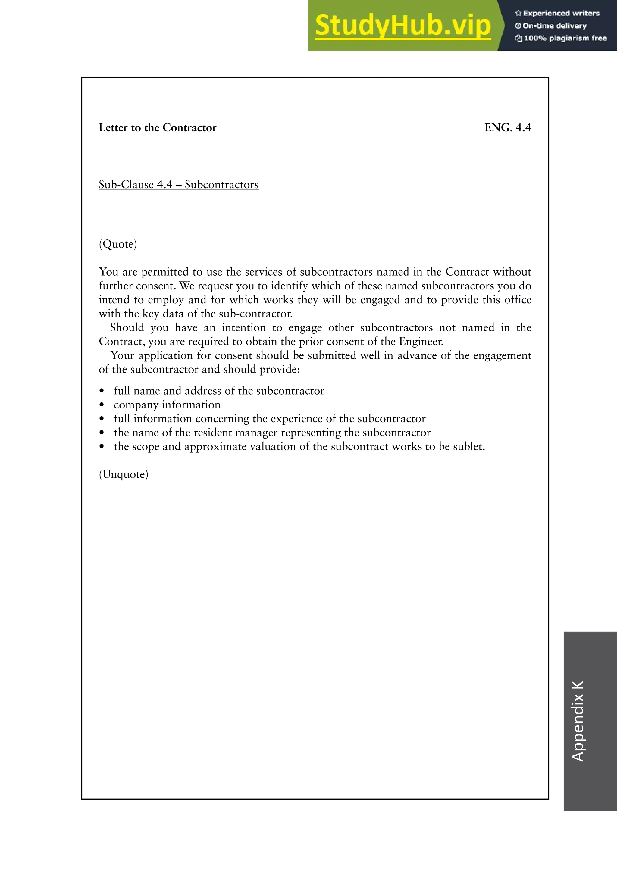 Appendix K Model Letters For Use By The Engineer | PDF