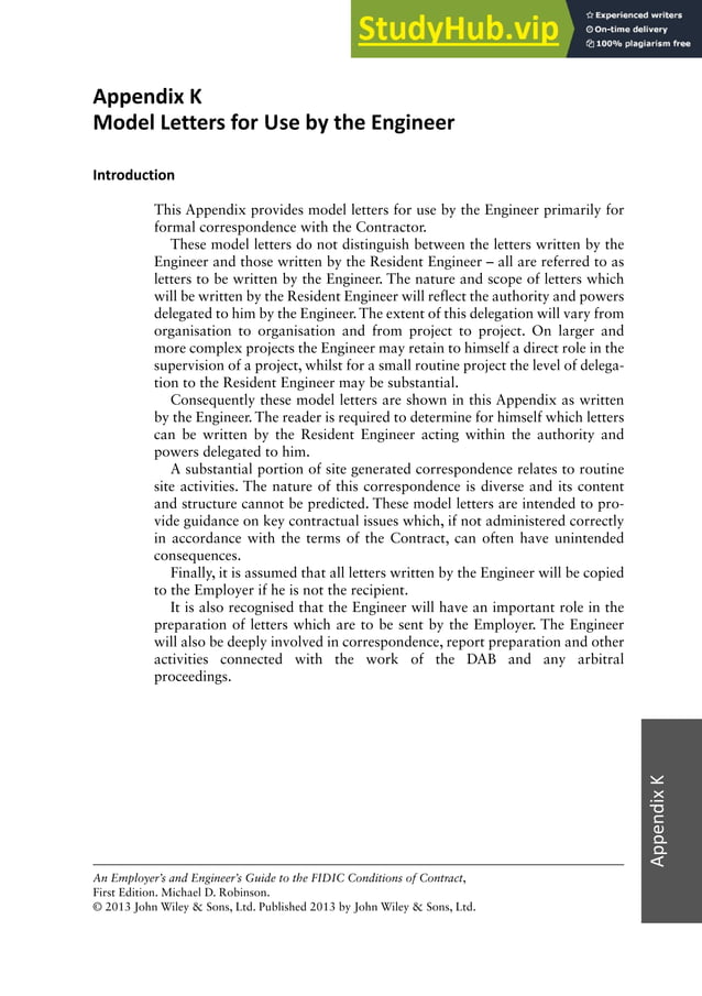 Appendix K Model Letters For Use By The Engineer | PDF | Business ...