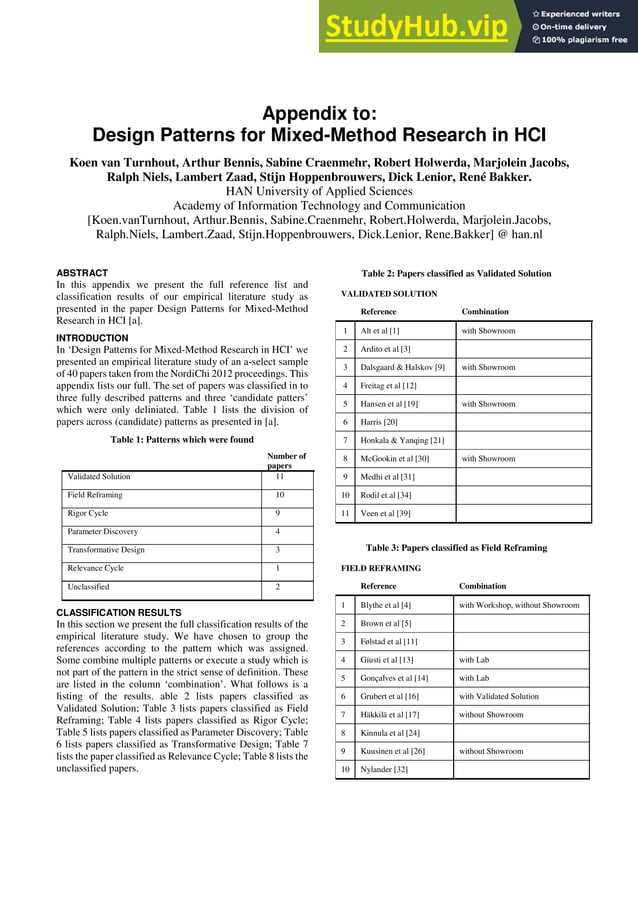 Appendix To Design Patterns For Mixed-Method Research | PDF