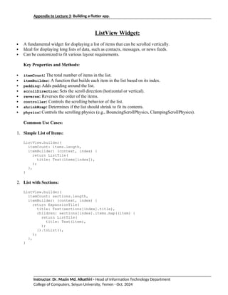 Appendix to Lecture 3 Building a flutter app | DOCX