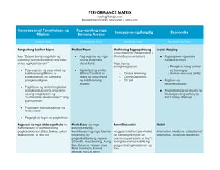 Araling Panlipunan Performance Matrix | PDF