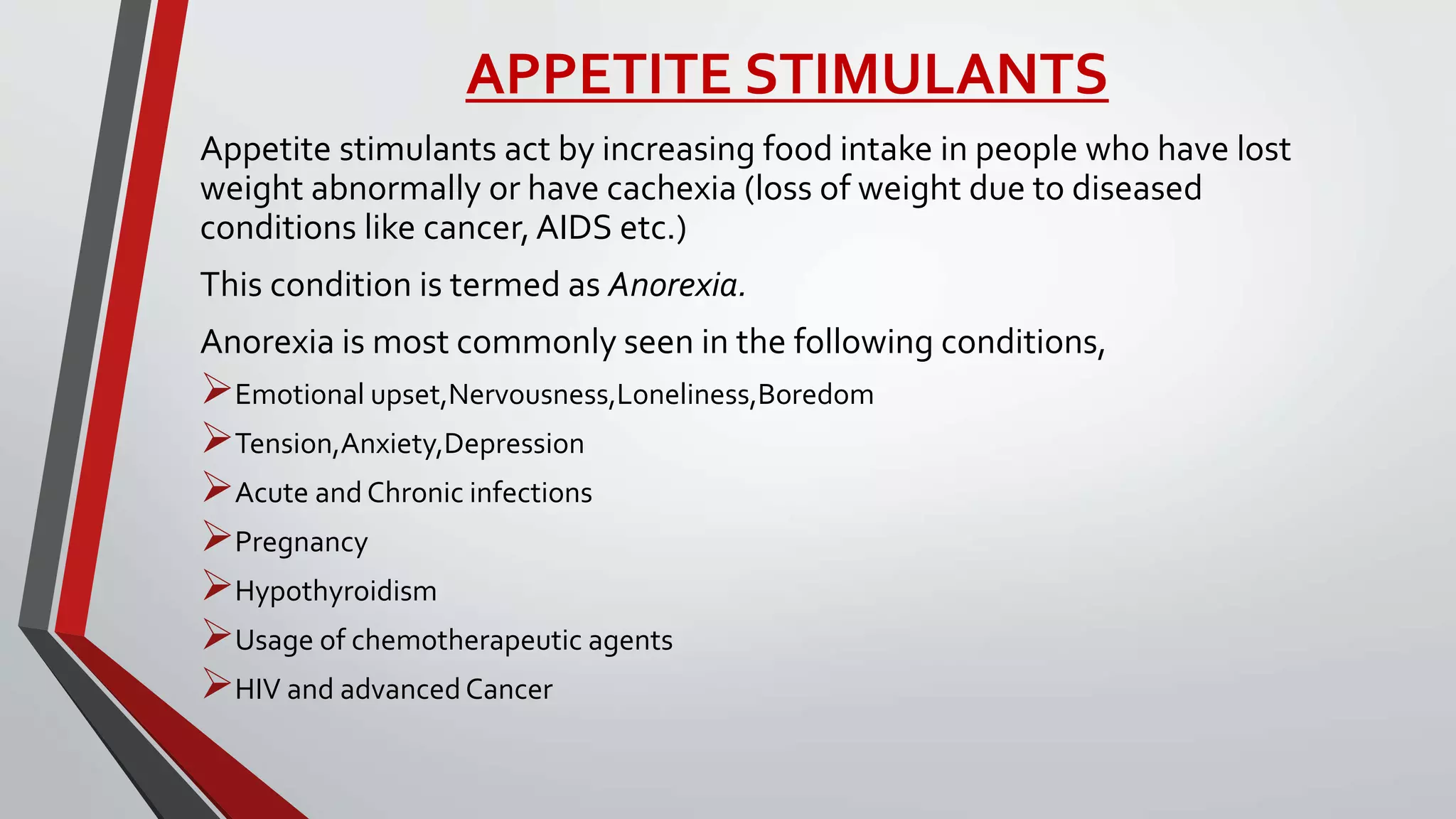 Appetite stimulants and suppressants-Anorexiants,Pharmacology | PPTX
