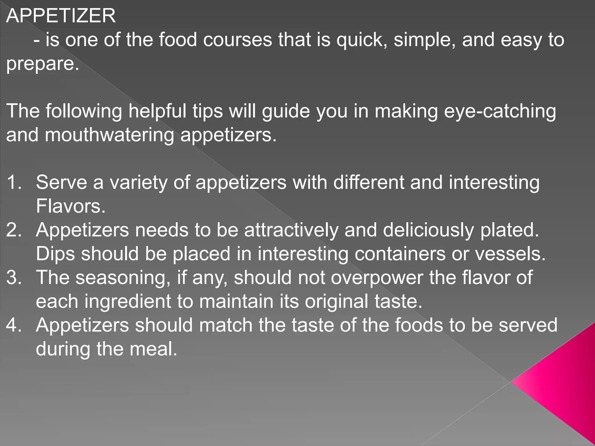 Appetizer (cookery) | PPTX