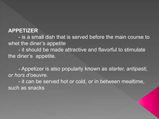 Appetizer (cookery) | PPTX