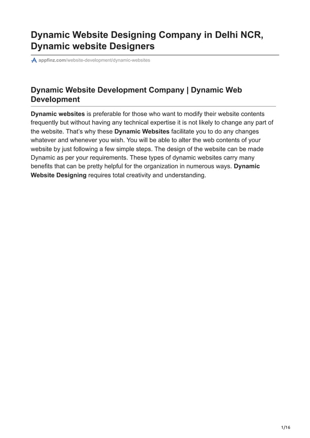 Dynamic Website Designing Company in Delhi NCR Dynamic website ...