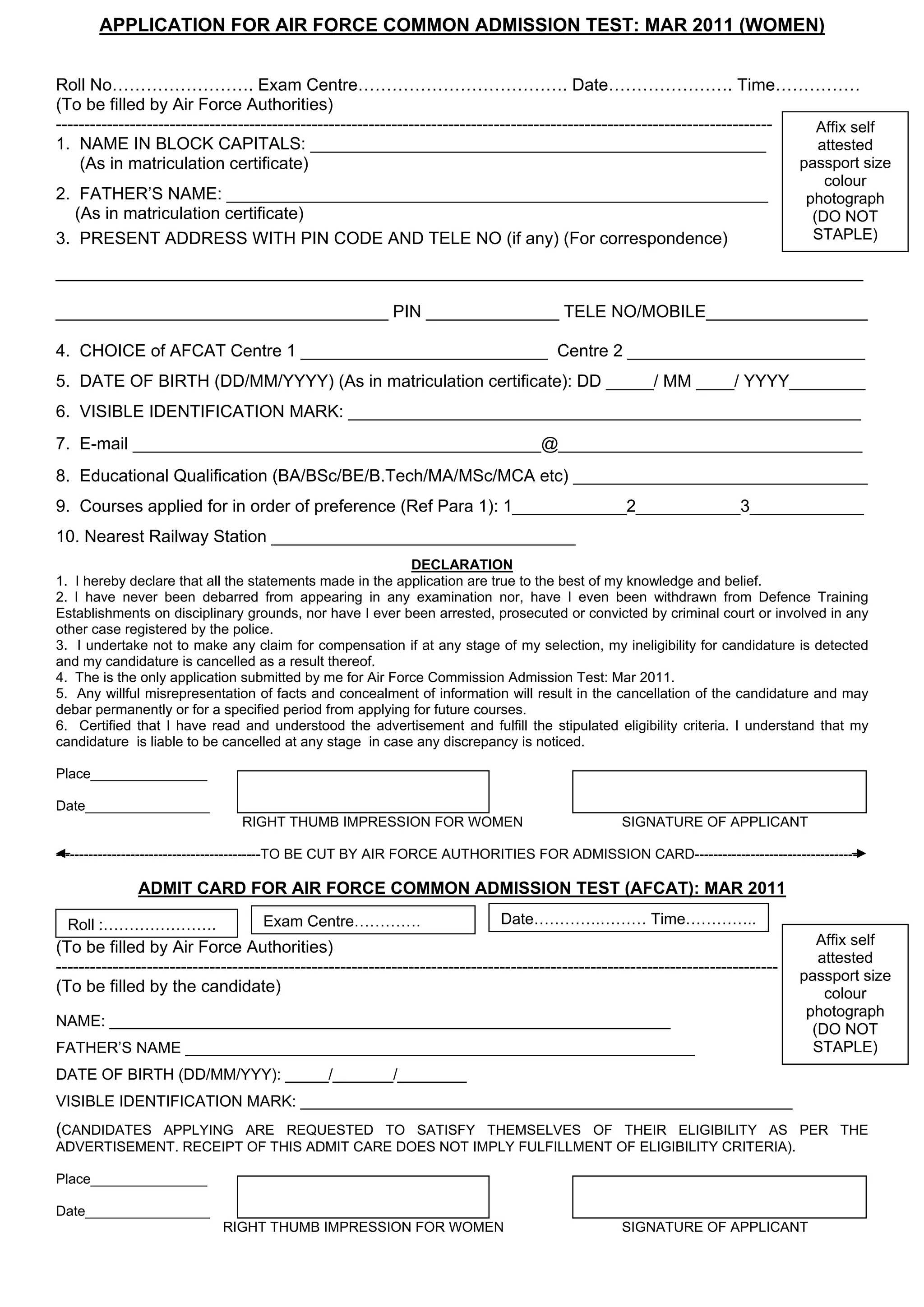 App format afcat_women | PDF