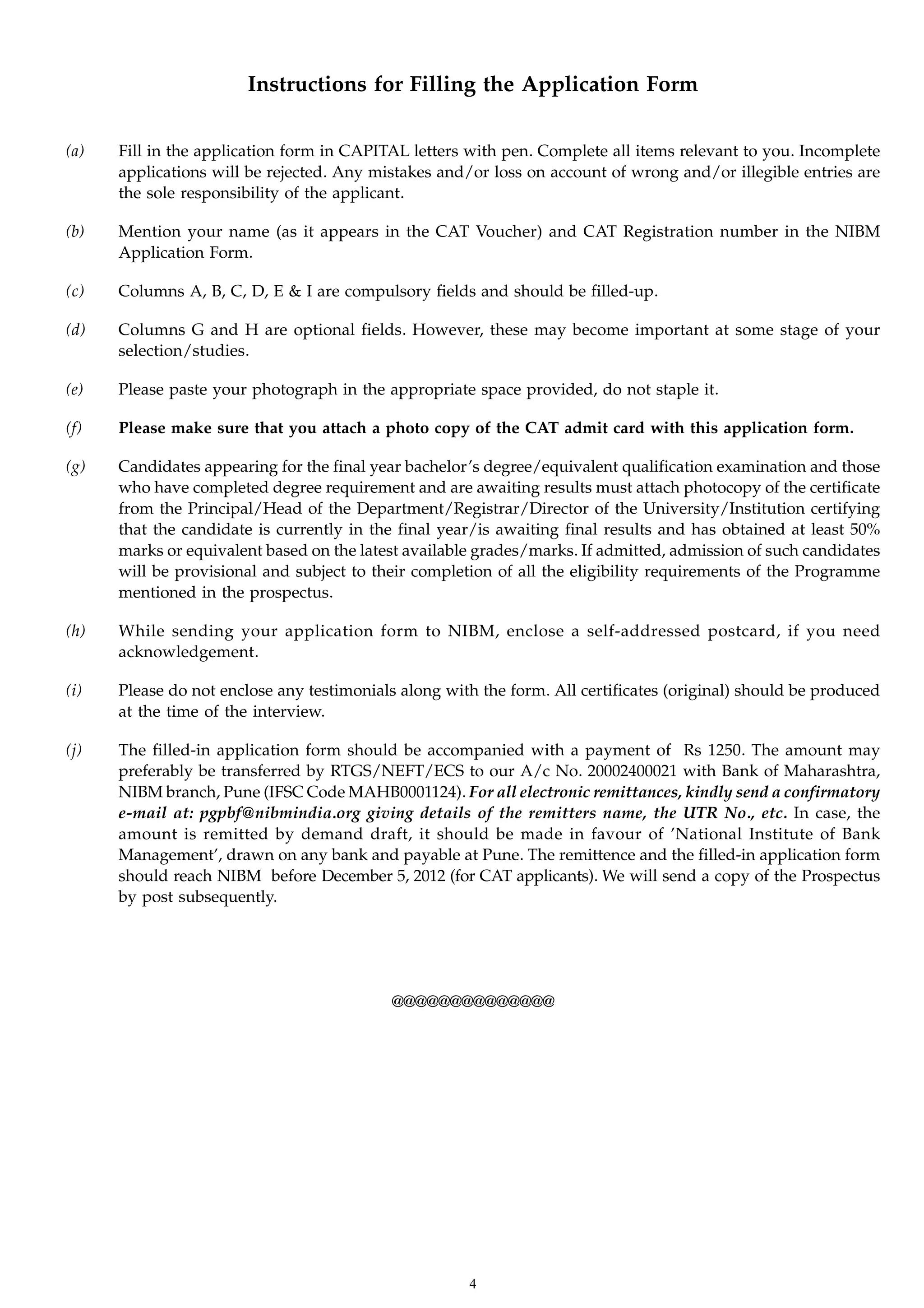 NIBM PUNE Application Form | PDF
