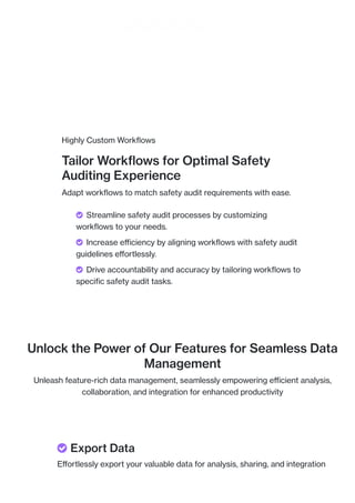 Comprehensive app for conducting safety audits in workplaces efficiently. | PDF
