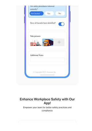 Comprehensive app for conducting safety audits in workplaces ...