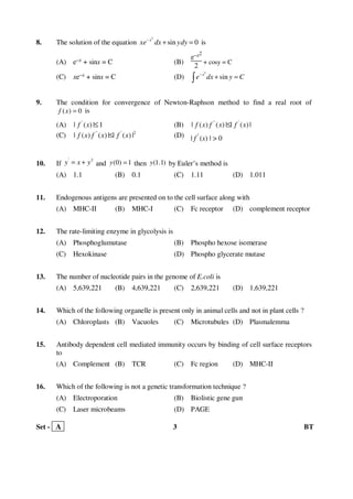 AP PGECET Biotechnology 2016 question paper | PDF