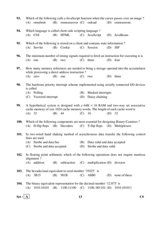 AP PGECET Computer Science 2016 question paper | PDF