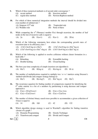 AP PGECET Computer Science 2016 question paper | PDF